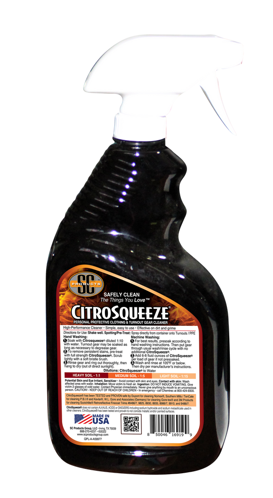 CITROSQUEEZE, TURNOUT/PPE CLEANER (32 oz Spray Bottle) – Heiman Fire ...